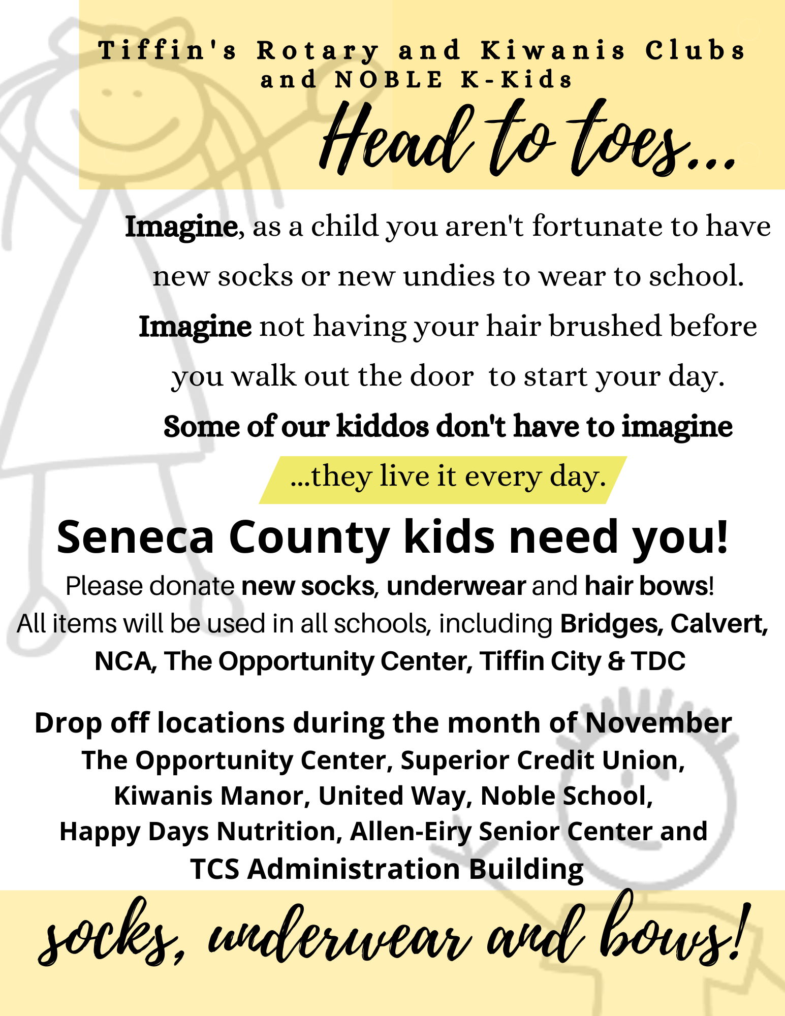 Support Seneca County Kids with the Annual Head to Toes Drive ...